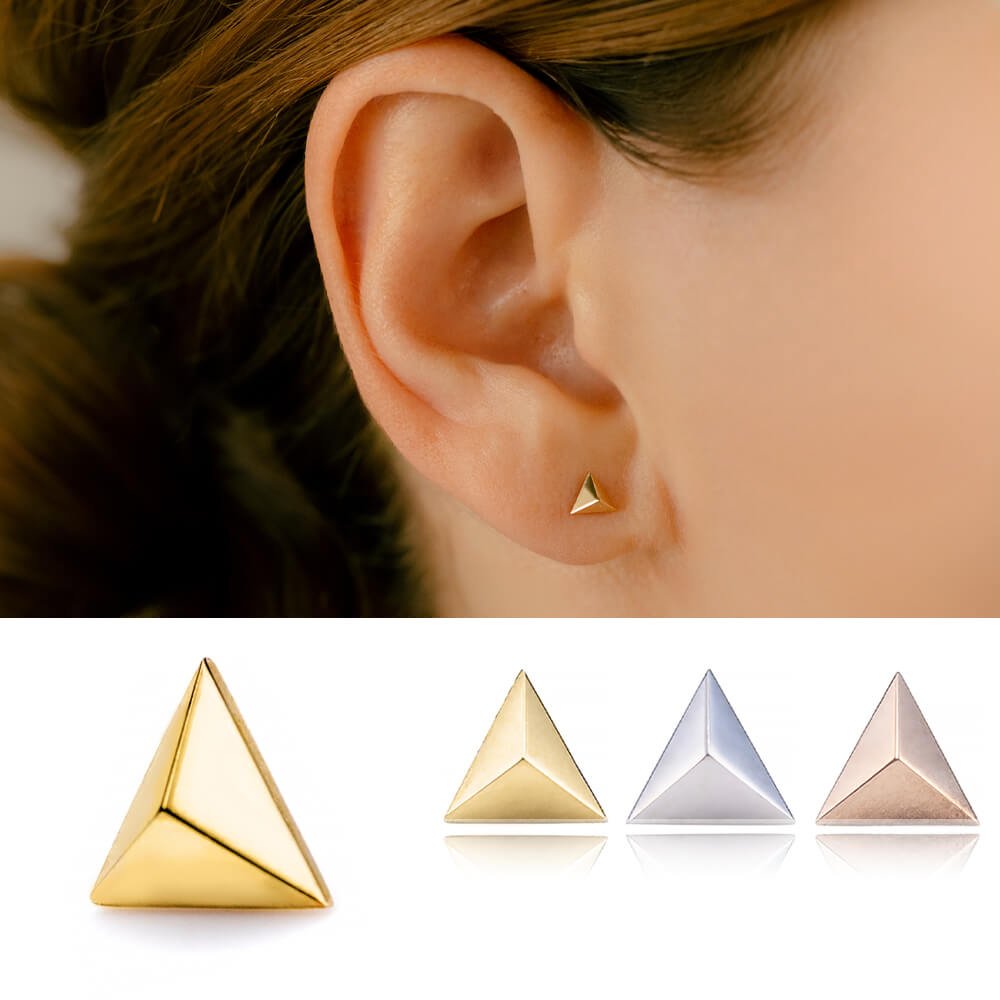 Triangle, Pyramid, Triangular Body Piercing │ K18 Gold Cartilage Pierc – PICOLLET
